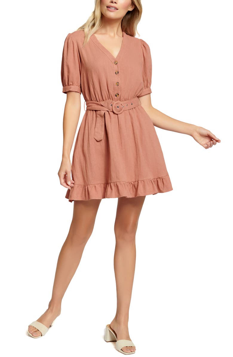 Lost + Wander Travel Ready Linen & Cotton Belted Minidress | Nordstromrack