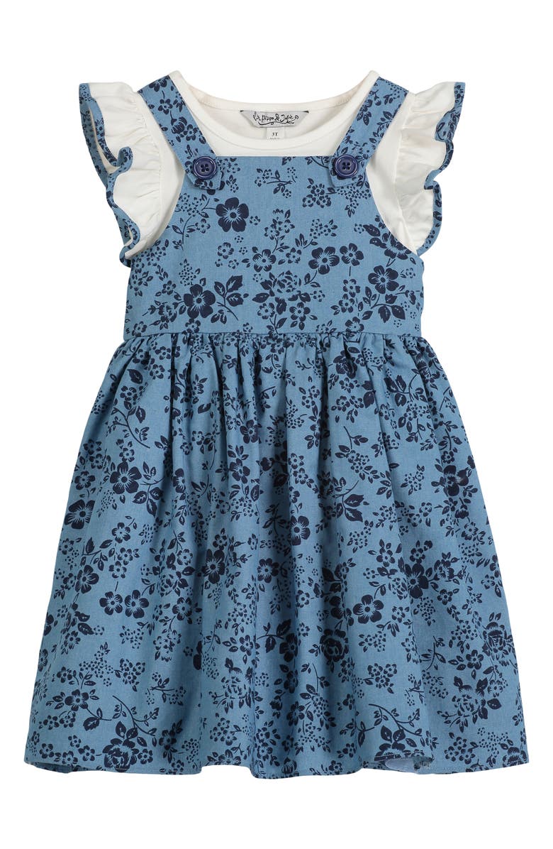 Pippa & Julie Floral Print Ruffle Chambray Cotton Blend Dress & Top ...
