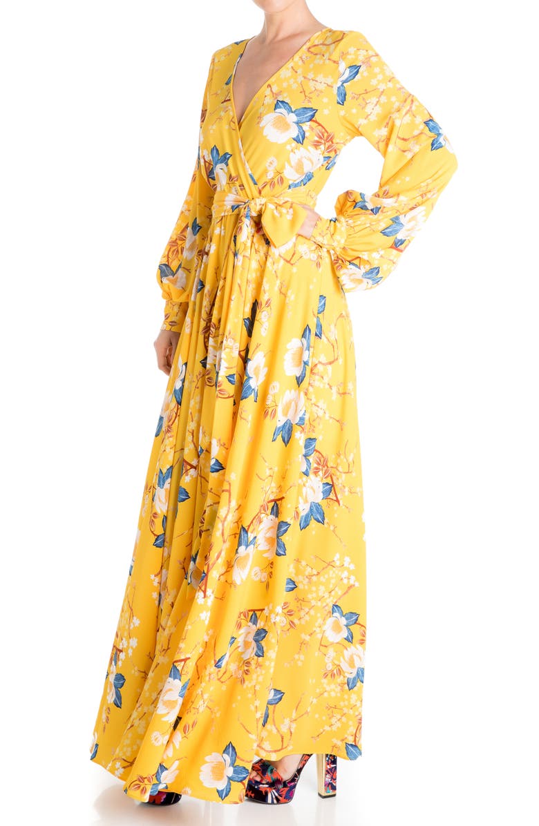 MEGHAN LA Lilypad Long Sleeve Wrap Maxi Dress | Nordstromrack