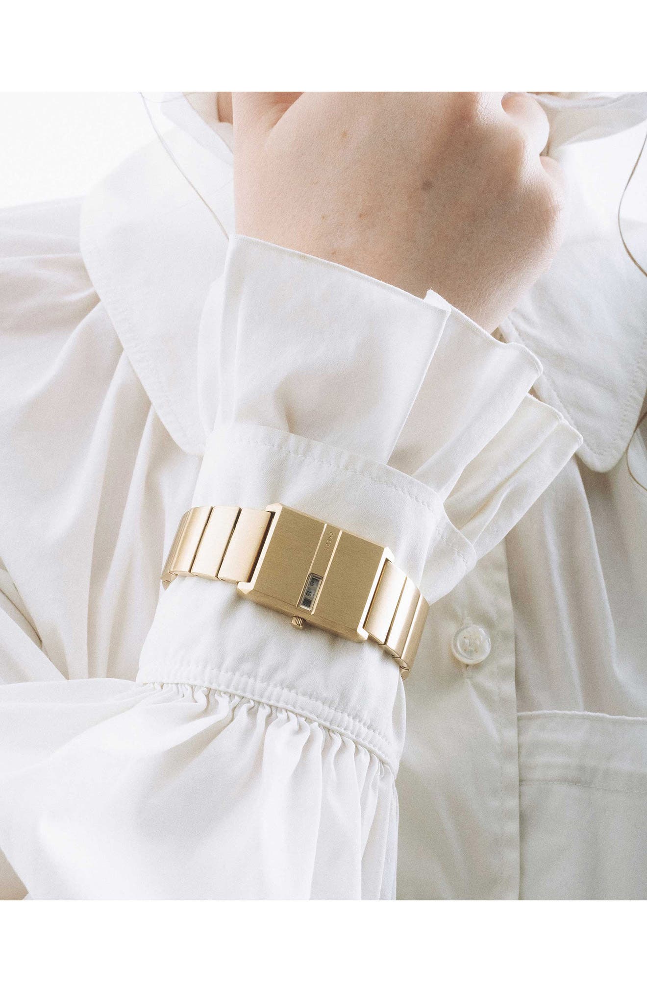 BREDA Pulse Digital 18K Gold Plate Stainless Steel Bracelet Watch, 26mm ...