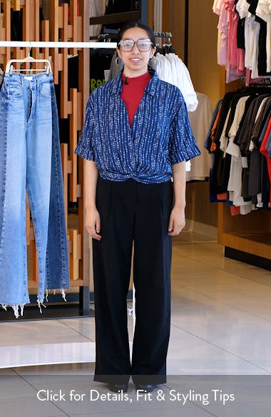 KUT from the Kloth Rebel Printed Knot Front Linen Blend Top | Nordstromrack