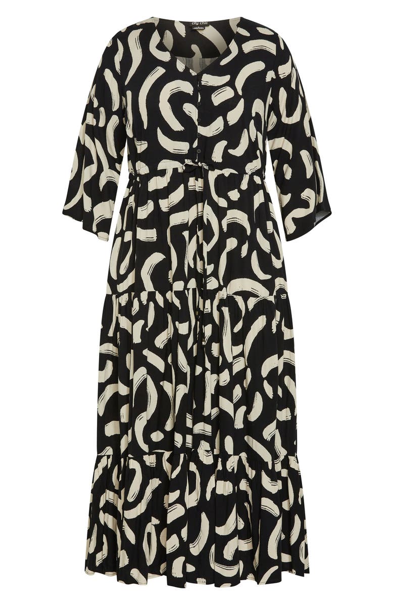 City Chic Endless Sun Floral Tiered Drawstring Waist Maxi Dress ...