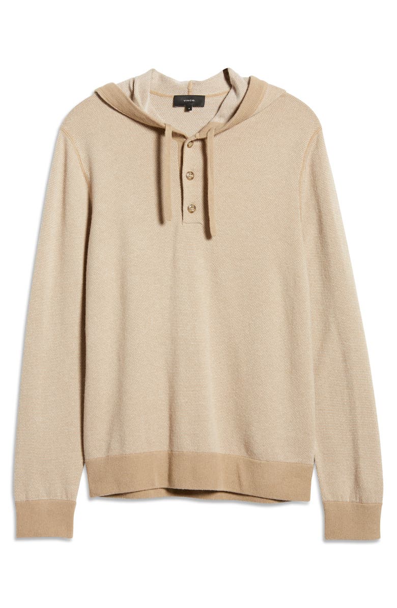 Vince Bird's Eye Wool & Cashmere Henley Hoodie | Nordstromrack