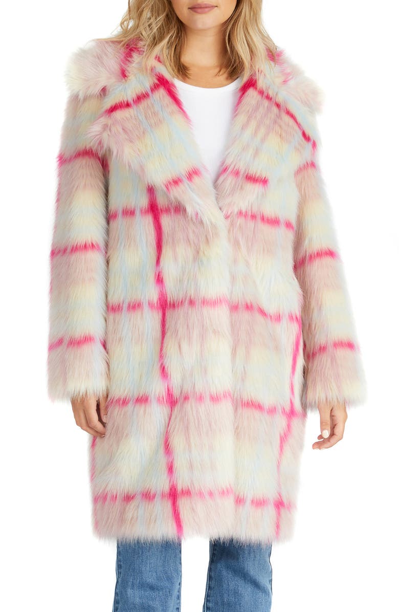 NVLT Plaid Faux Fur Coat | Nordstromrack