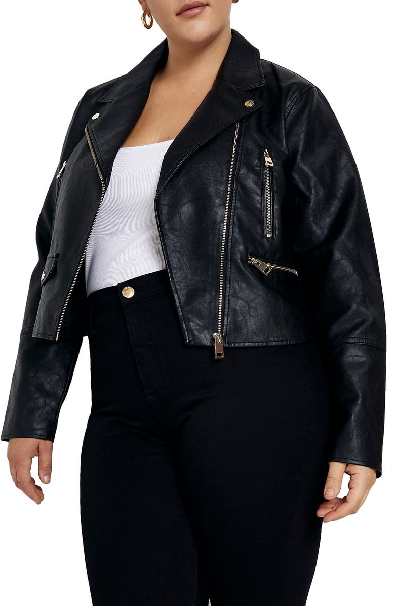River Island Easy Fashion Faux Leather Biker Jacket | Nordstromrack