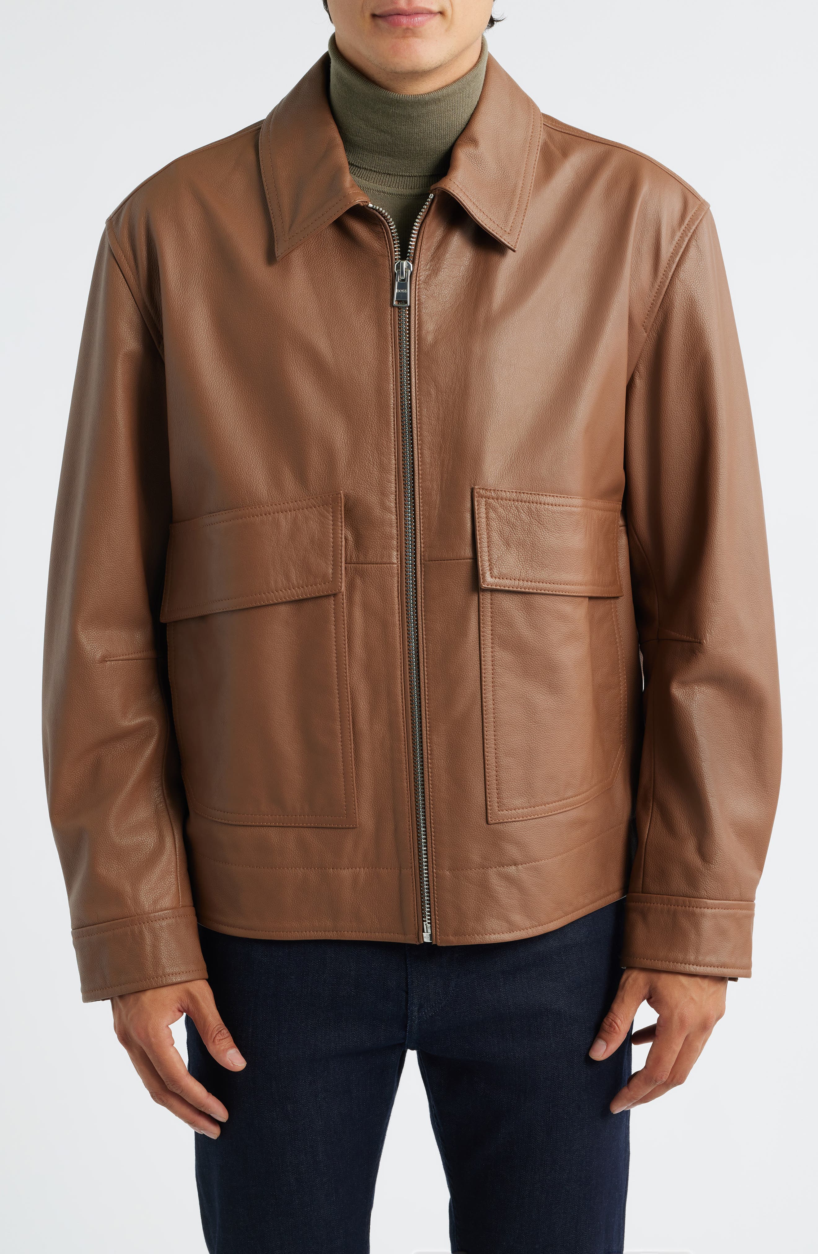 BOSS Melanchi Leather Jacket | Nordstrom