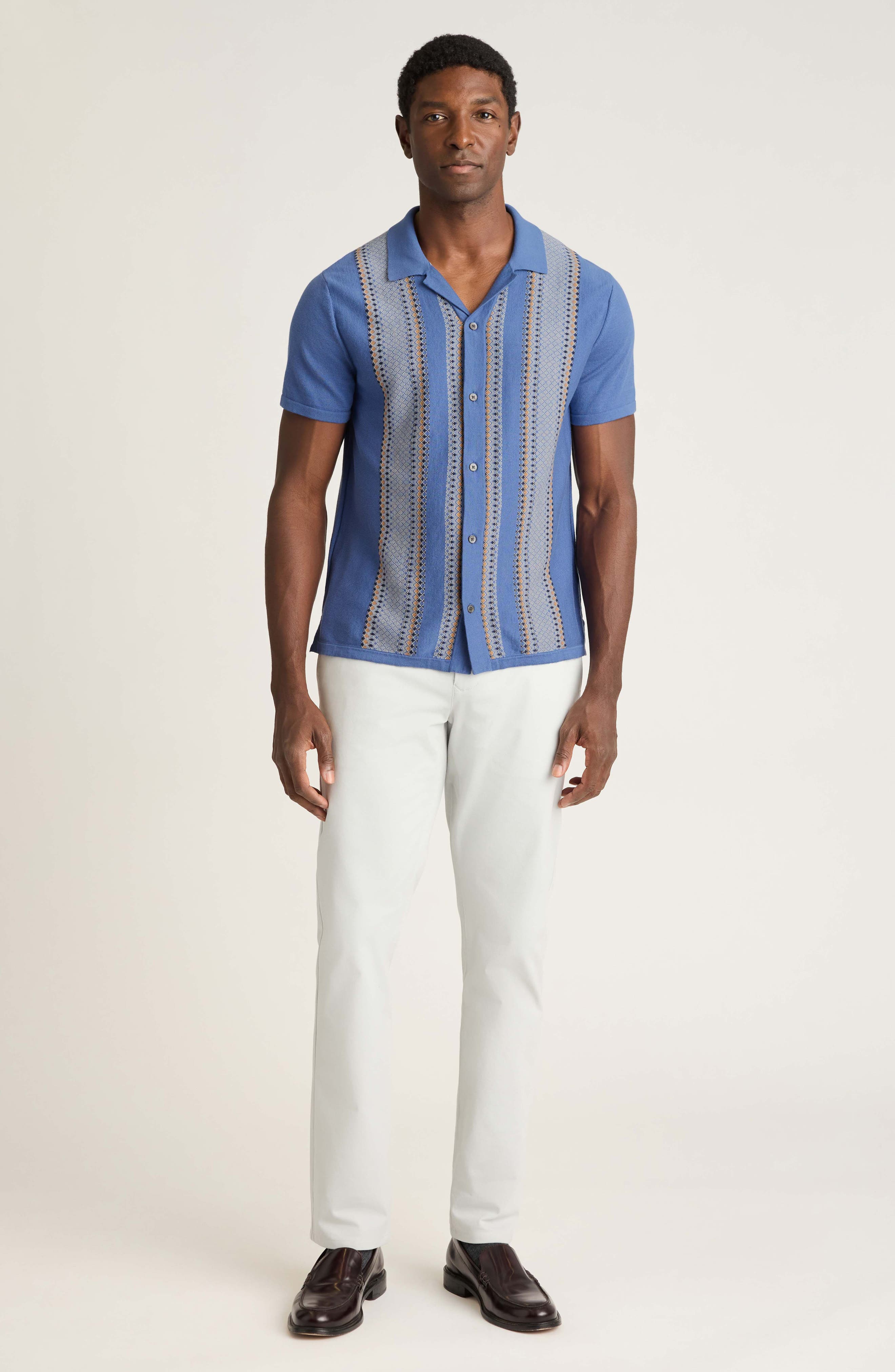 Bonobos Hudson Cabana Stripe Short Sleeve Cotton Button-Up Sweater ...