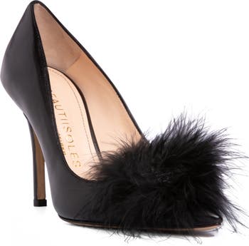 BEAUTIISOLES Asia Faux Feather Pointed Toe Pump (Women) | Nordstromrack
