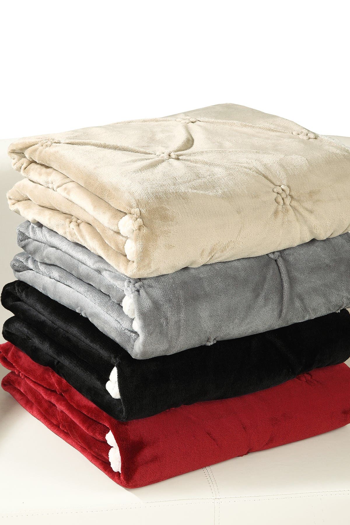 CHIC Caracas Pinch Pleated Faux Shearling Lined Throw Blanket - Gray ...