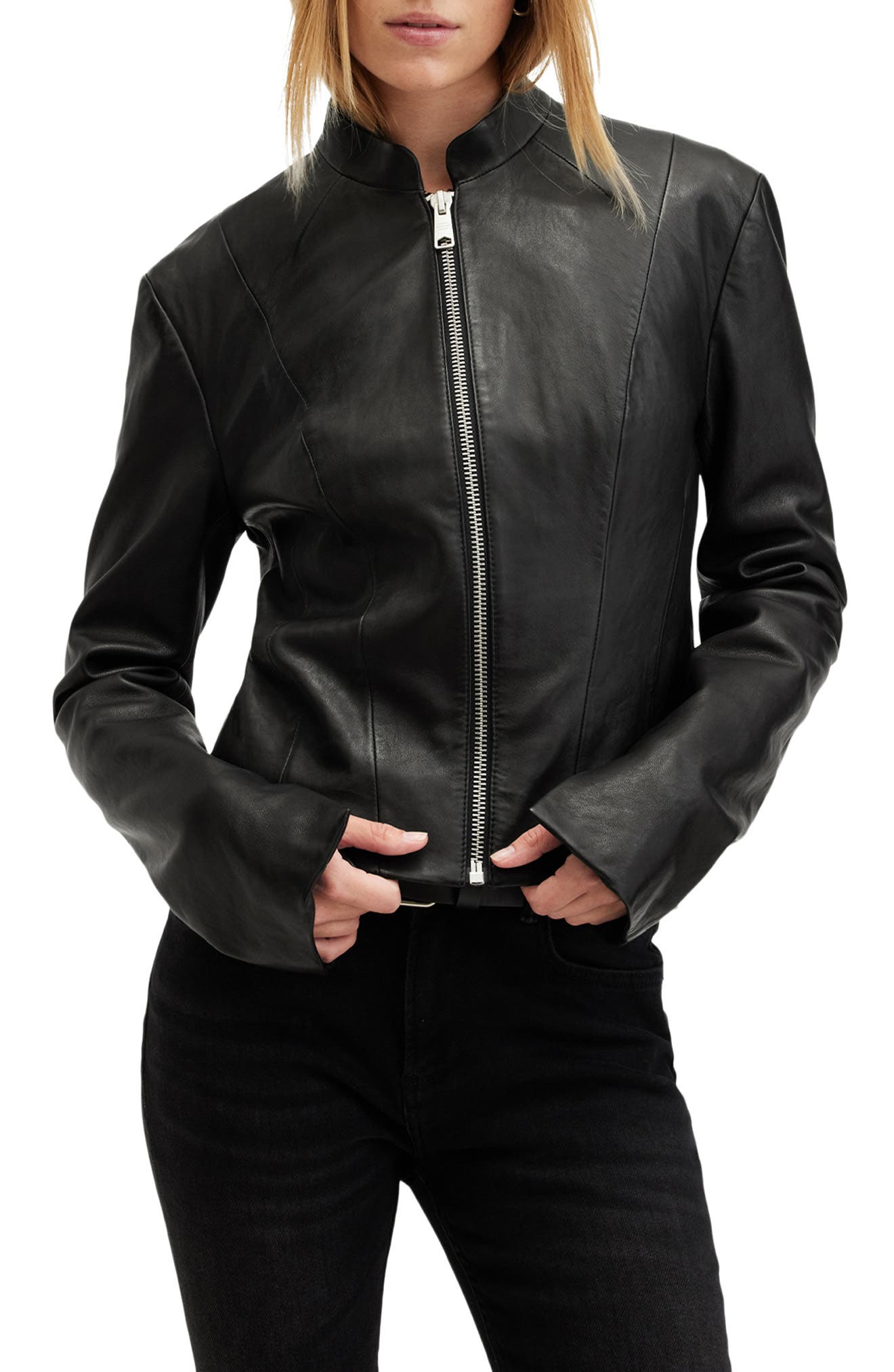 AllSaints Sadler Leather Jacket | Nordstrom