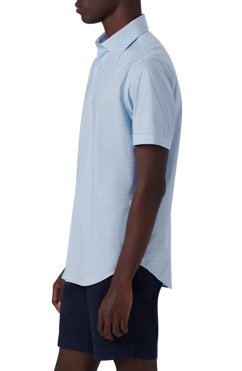 Bugatchi Miles OoohCotton® Palm Tree Print Short Sleeve Button-Up Shirt ...