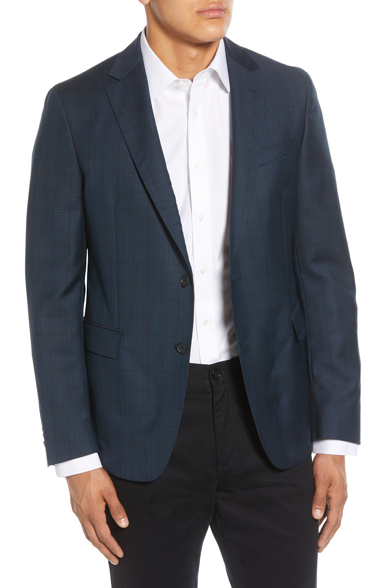 BOSS Nobis Trim Fit Plaid Wool Sport Coat | Nordstromrack