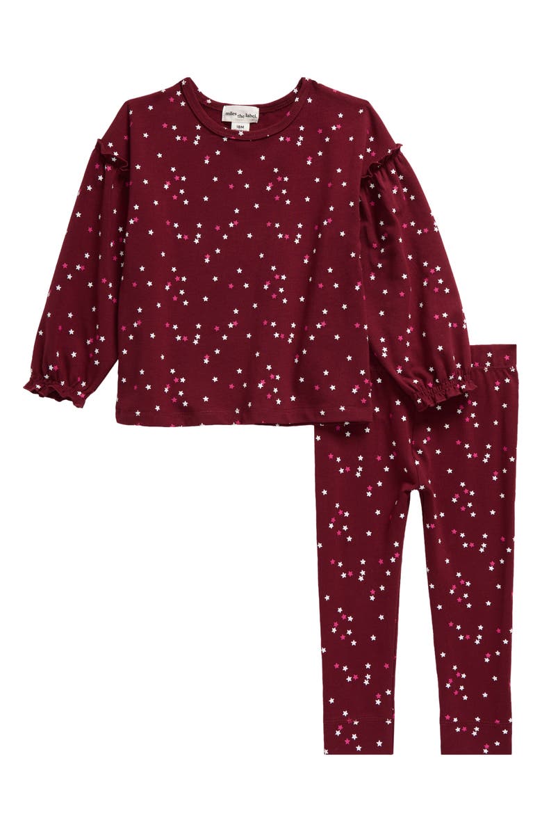 MILES THE LABEL Confetti Print Ruffled Long Sleeve T-Shirt & Leggings ...