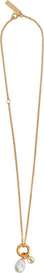 Burberry Logo & Pearl Charm Circle Pendant Necklace | Nordstrom
