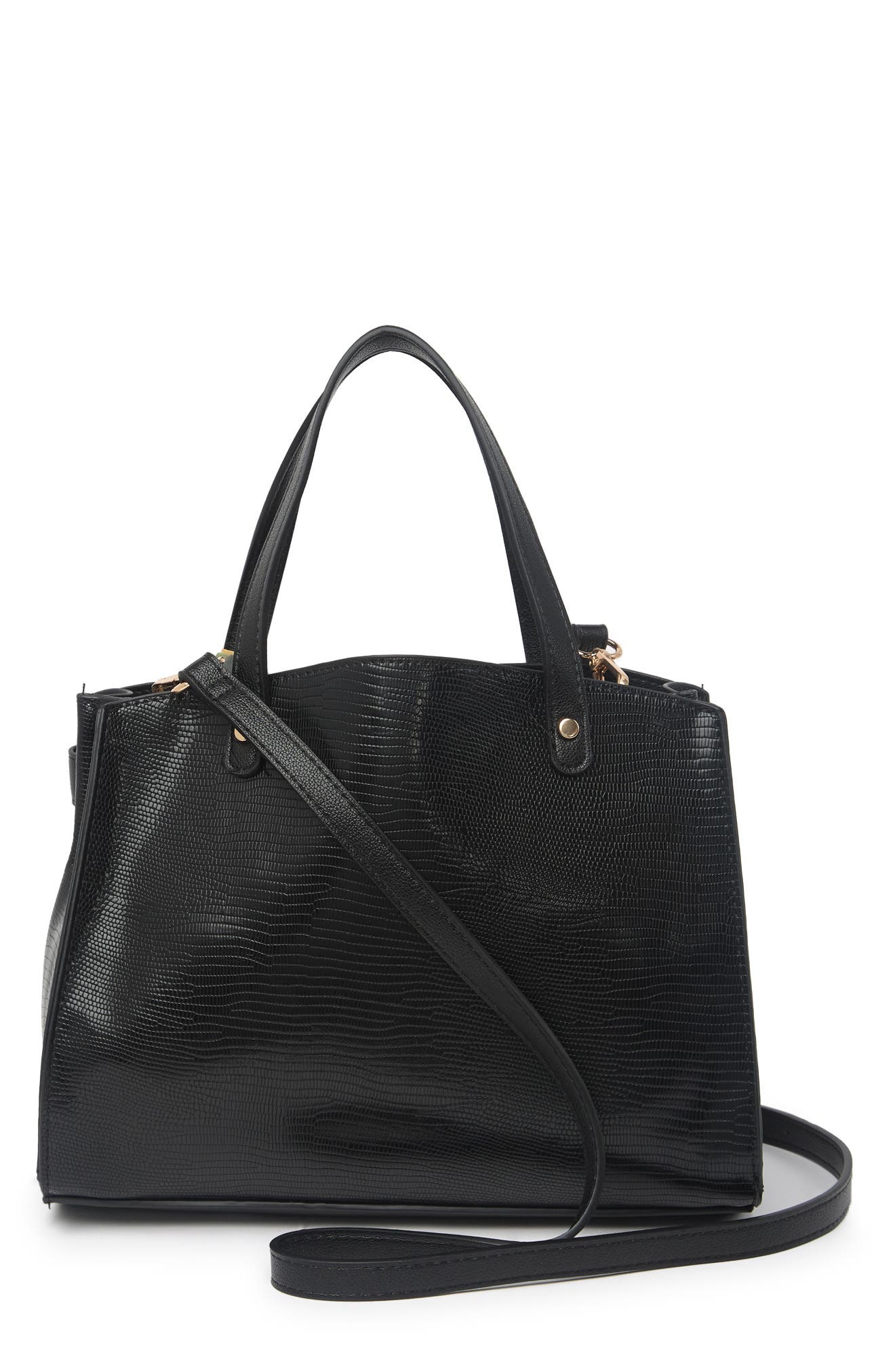 Anne Klein Lizard Embossed Midi Satchel with Scarf | Nordstromrack