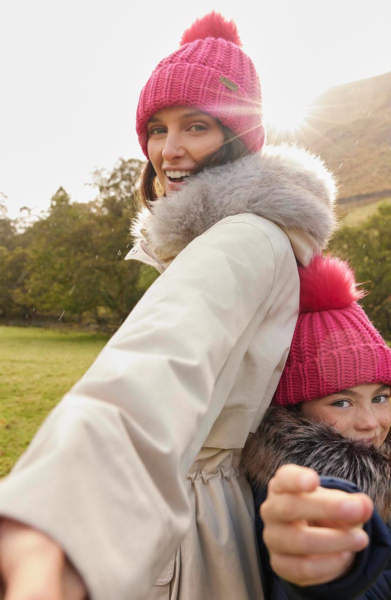 Barbour Saltburn Faux Fur Pompom Beanie | Nordstromrack
