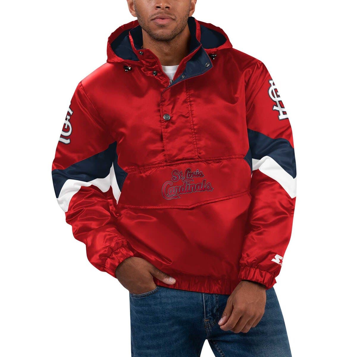 STARTER Men's Starter Red St. Louis Cardinals Force Play II Half-Zip ...