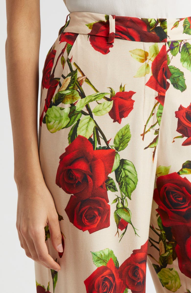 L'AGENCE Pilar Rose Print Wide Leg Pants | Nordstromrack