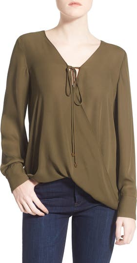 WAYF Wrap Front Long Sleeve Blouse | Nordstrom