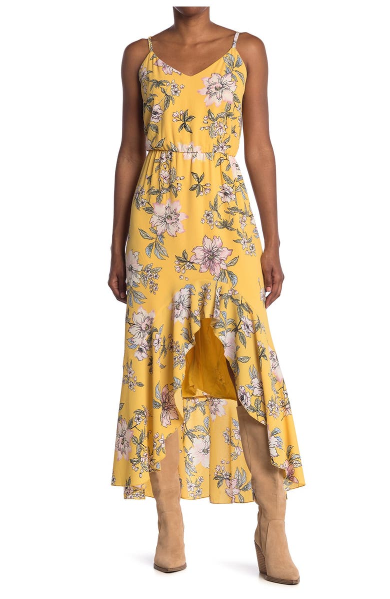 BAILEY BLUE Floral Print Ruffle High Low Dress | Nordstromrack