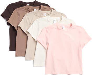 YOGALICIOUS Assorted 5-Pack Airlite Melissa Mock Crop T-Shirt ...