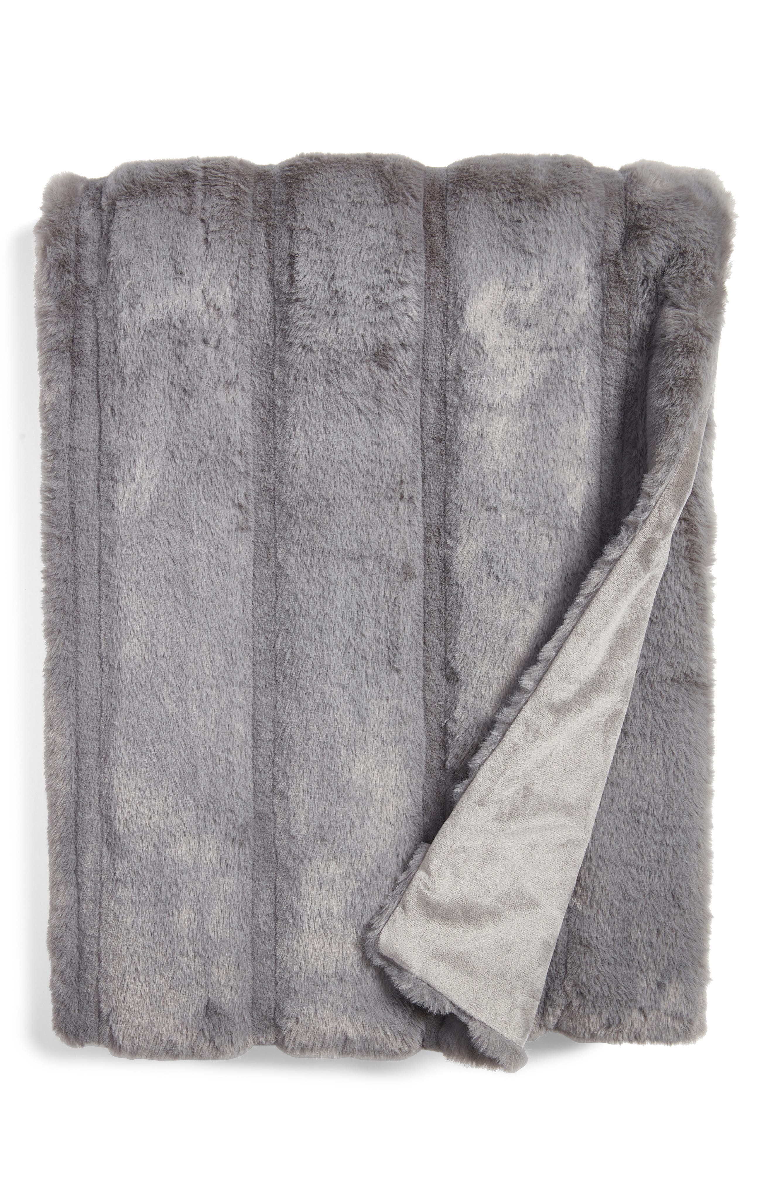 Nordstrom Sheared Stripe Faux Fux Throw Blanket | Nordstromrack
