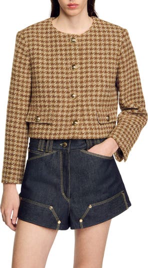 SANDRO Cropped button-down jacket | Nordstrom