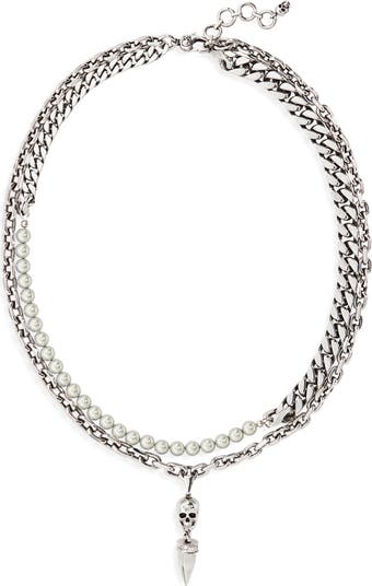 McQueen Men's Layered Skull Pendant Necklace | Nordstromrack
