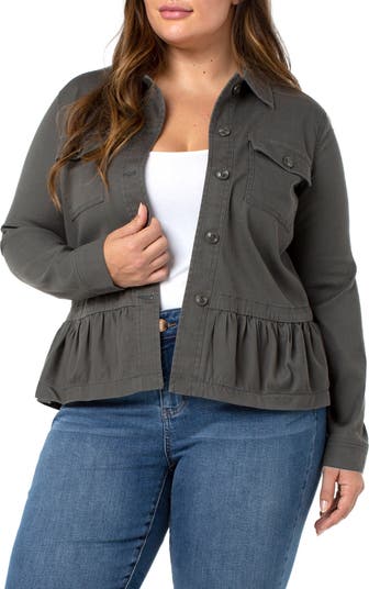 Liverpool Los Angeles Peplum Hem Cargo Jacket | Nordstrom