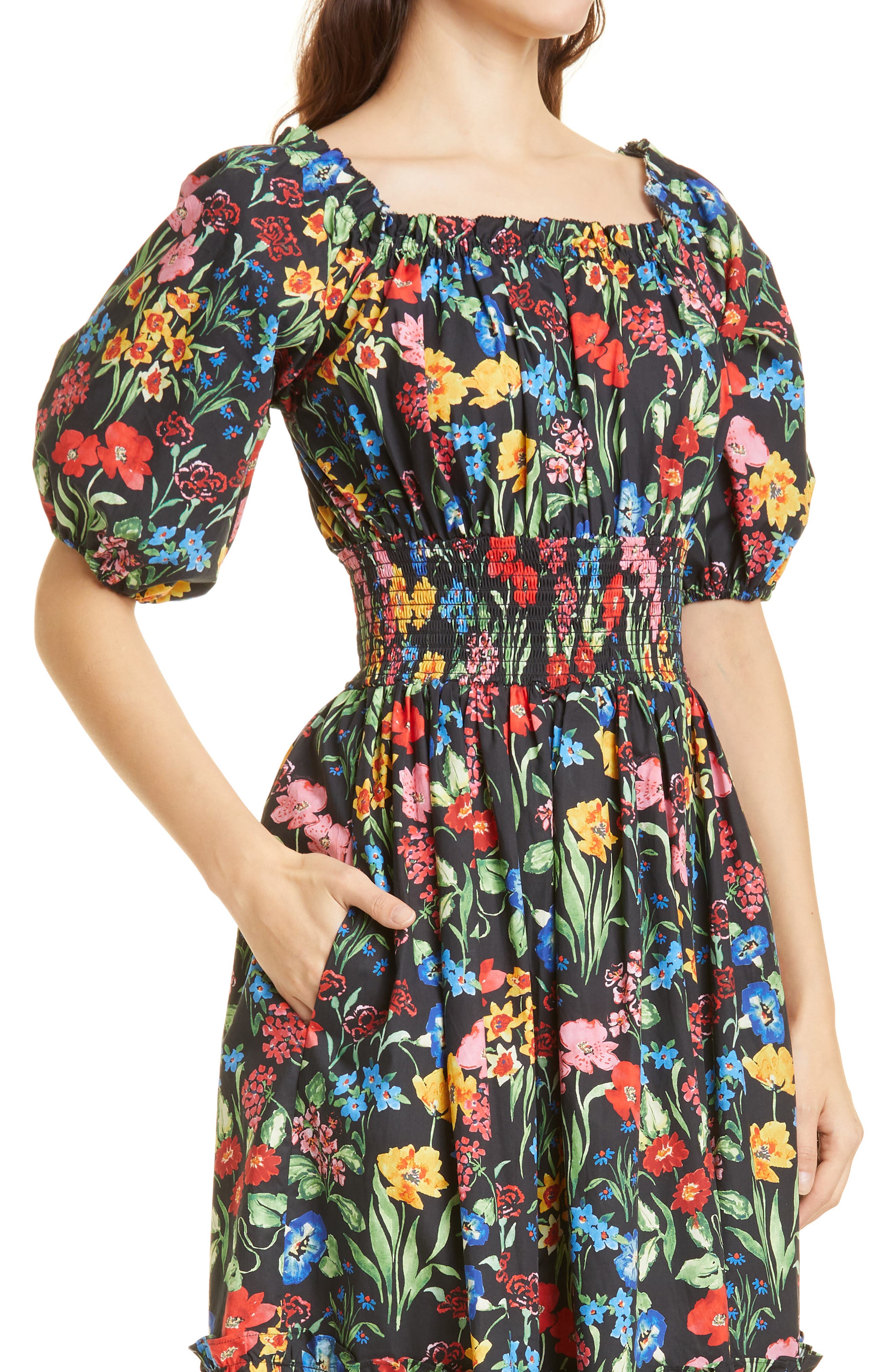Cara Cara Mimi Floral Puff Sleeve Midi Dress | Nordstrom