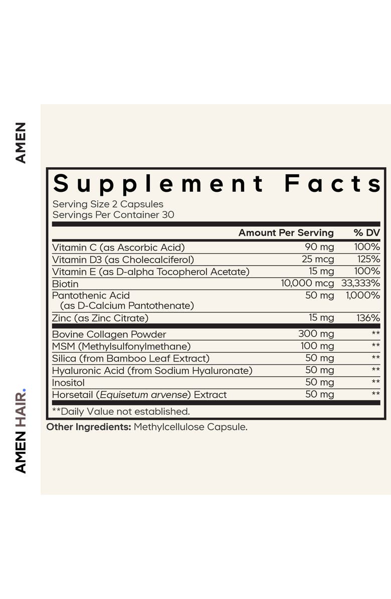 Amen Hair Vitamins, 10,000 mcg Biotin, Collagen Supplement | Nordstrom