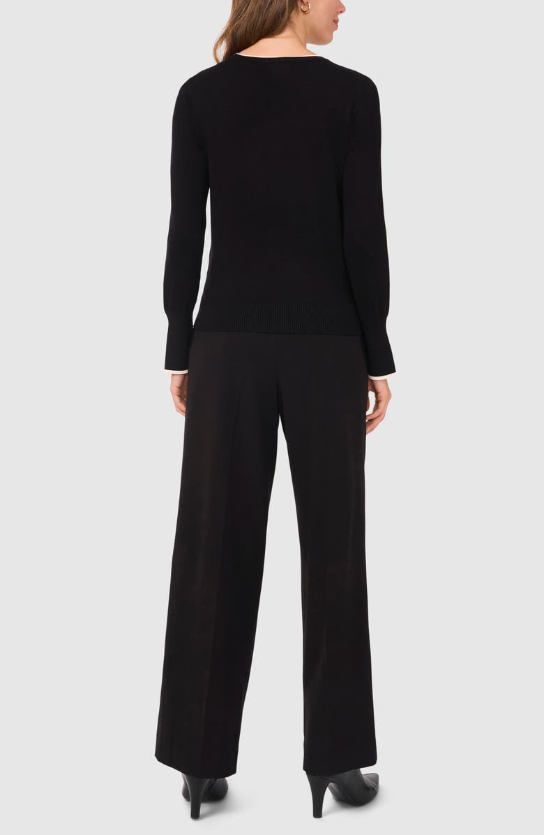 Halogen® Contrast Trim Split Cuff Sweater | Nordstromrack
