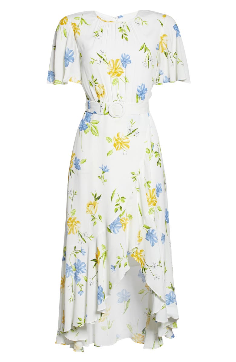 French Connection Emina Floral Asymmetrical Midi Dress | Nordstromrack