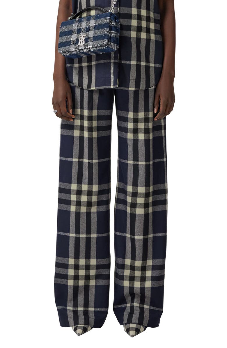 Burberry Noemi Check Wool Wide Leg Pants | Nordstrom