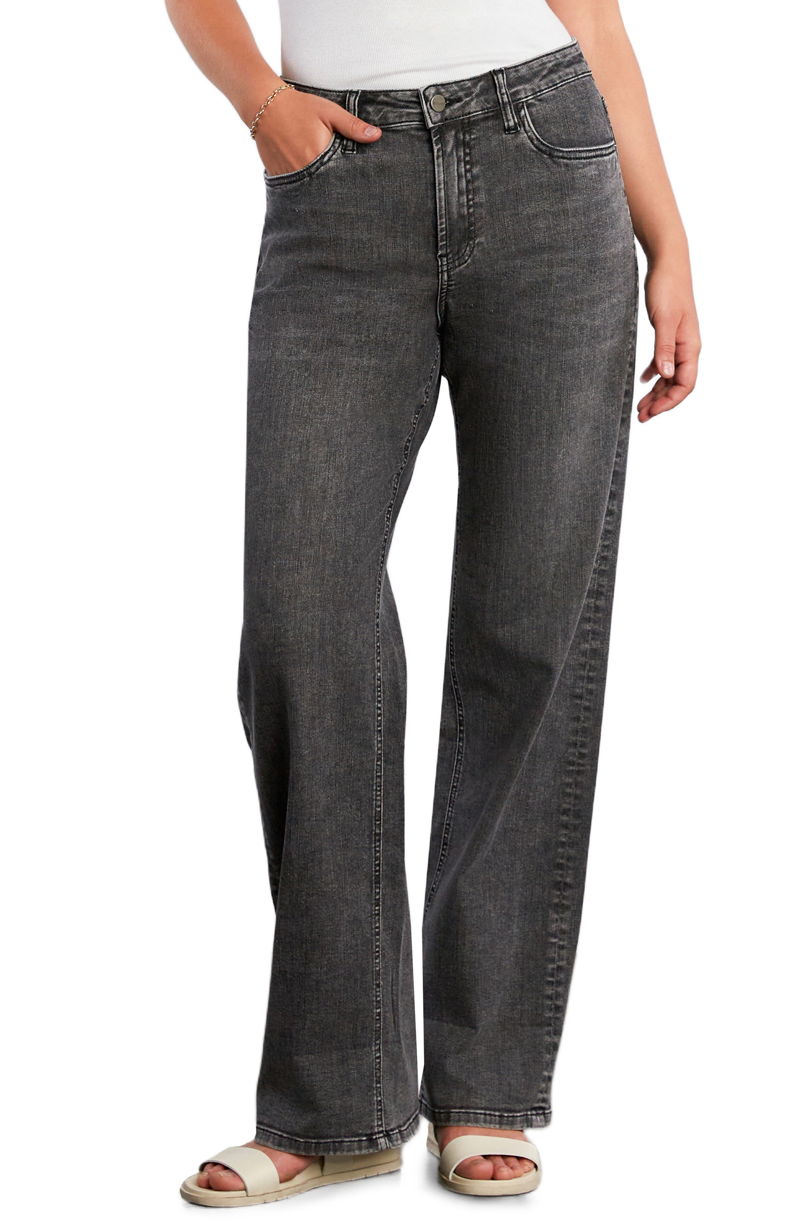 HINT OF BLU High Waist Cuff Wide Leg Jeans | Nordstrom