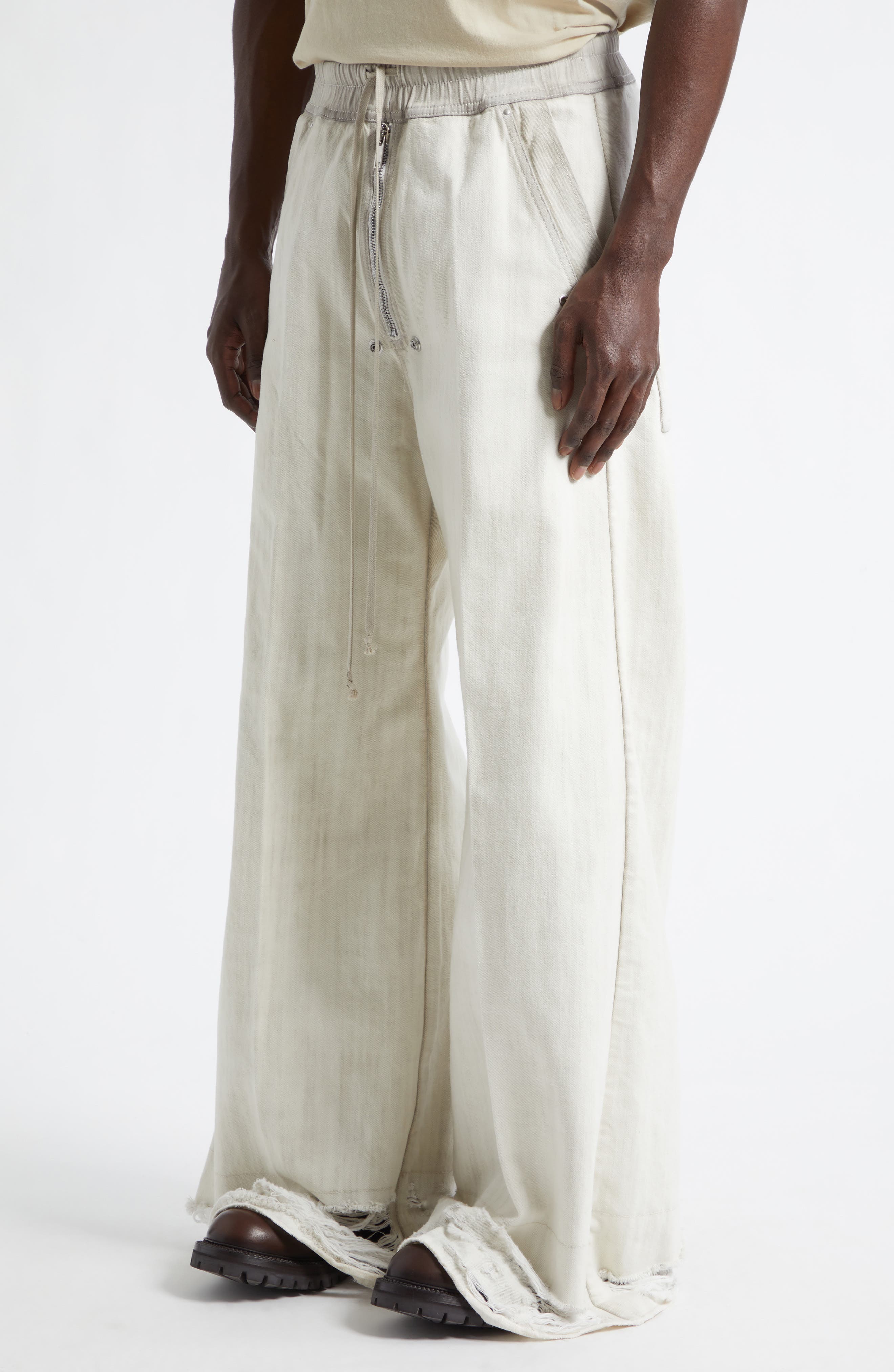 Rick Owens Bela Shredded Wide Leg Jeans | Nordstrom