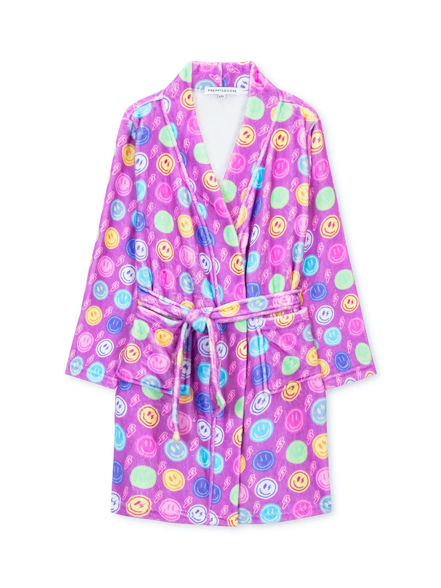 Preppy Goose Plush Smiley Faces loungewear Robe | Nordstrom