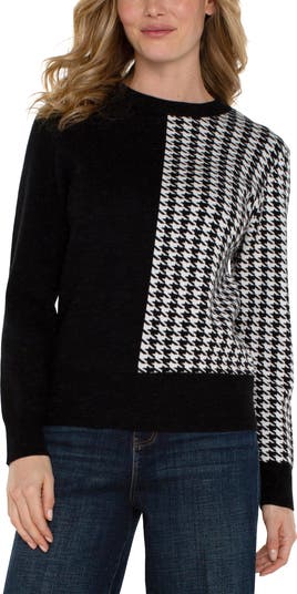 Liverpool Los Angeles Colorblock Houndstooth Check Sweater | Nordstrom