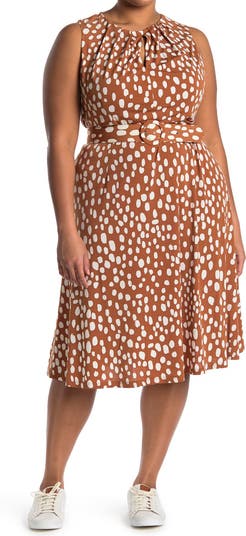 London Times Dot Jersey Keyhole Belted Dress Nordstromrack