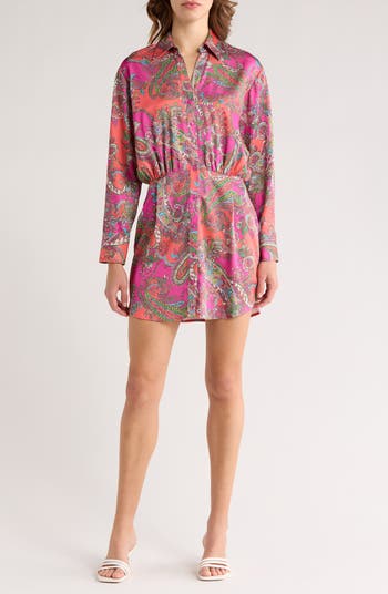 L'AGENCE Demetria Long Sleeve Shirtdress | Nordstromrack