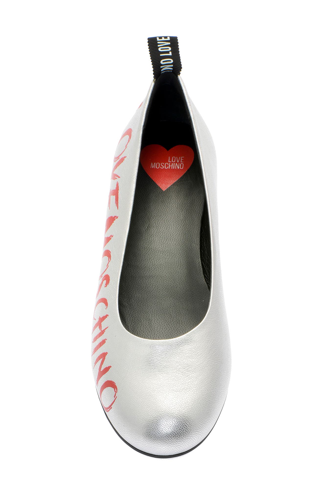 Love Moschino Logo Print Metallic Ballet Flat | Nordstromrack