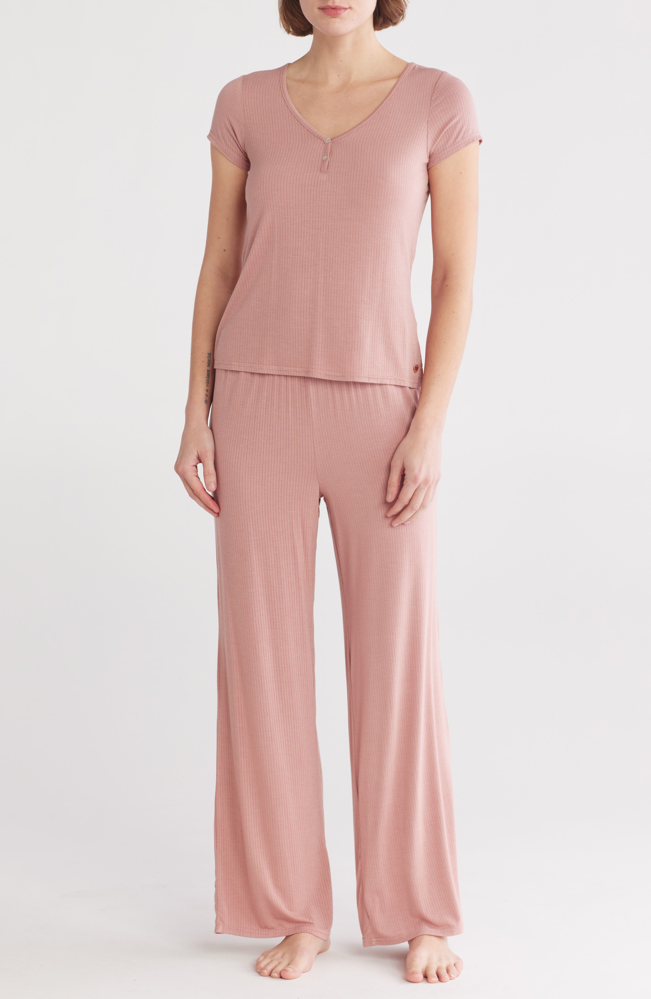 Danskin Drop Needle Jersey Top & Pants Pajamas | Nordstromrack