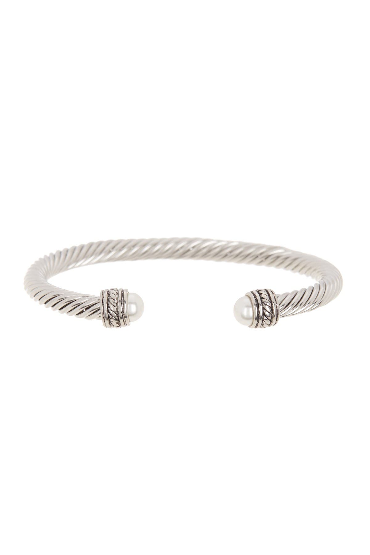 MESHMERISE Twisted Cable Simulated Pearl Cuff Bracelet | Nordstromrack