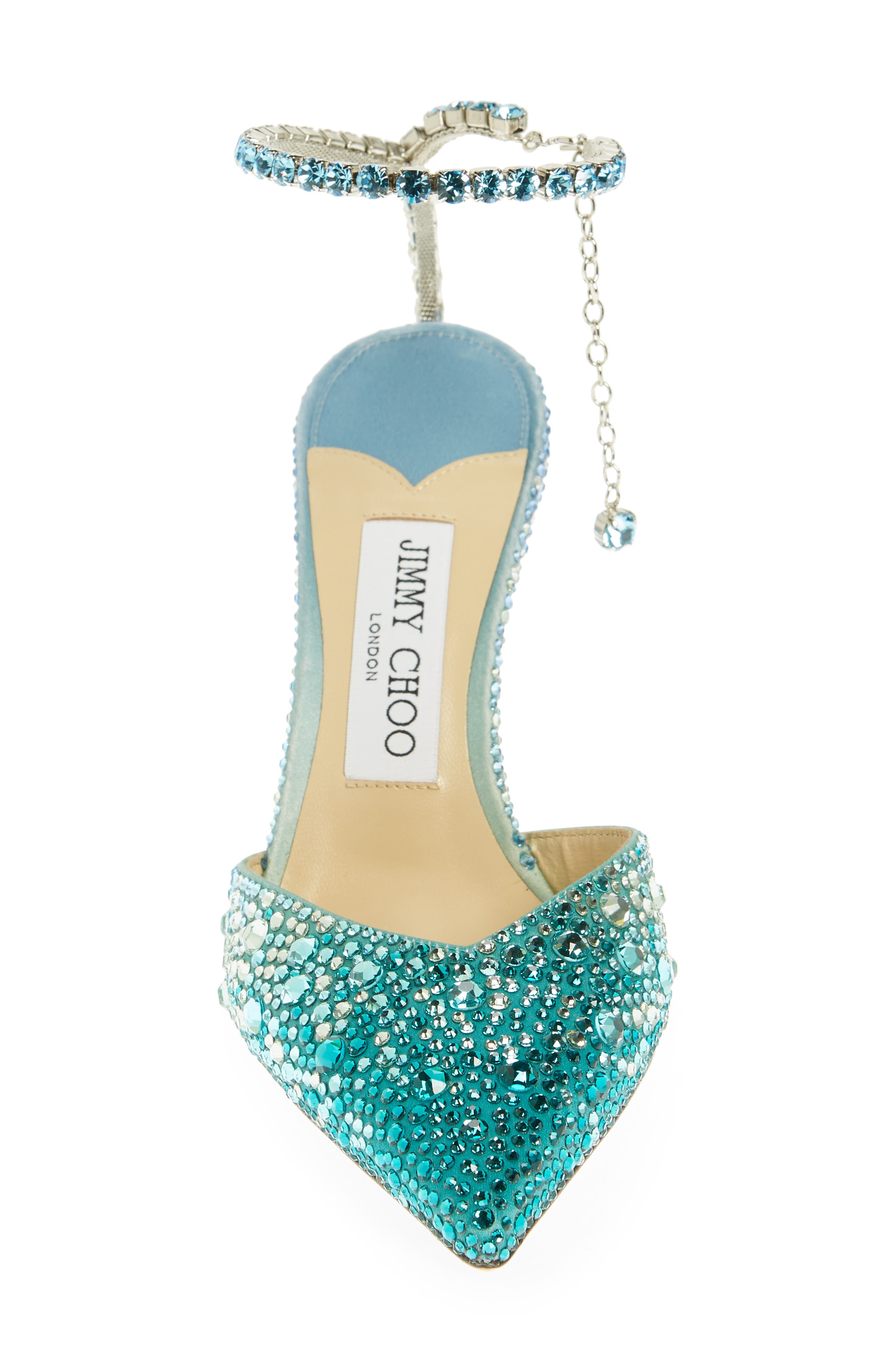 Jimmy Choo Saeda Crystal Ankle Strap Pointed Toe Pump (Women ...