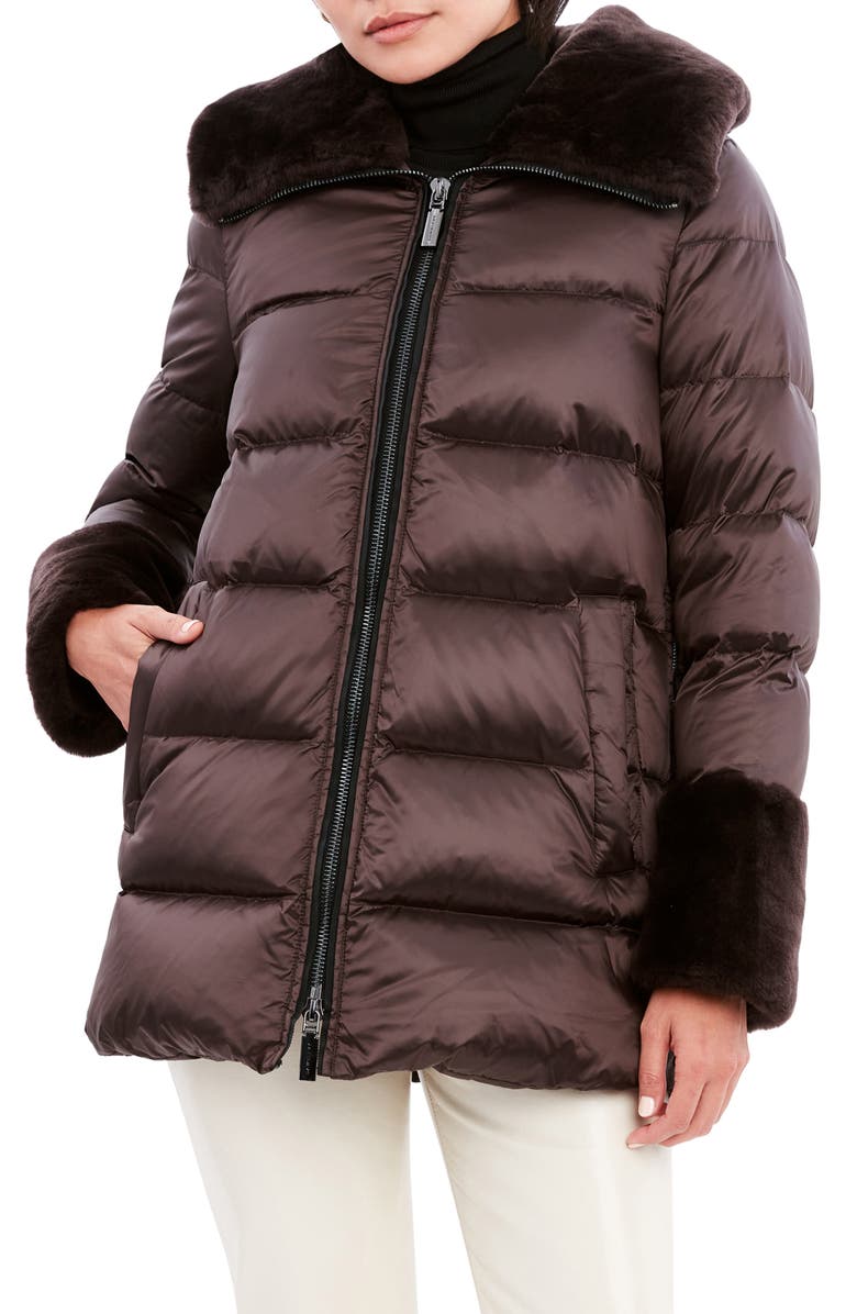 Dawn Levy Alyssa Puffer Jacket with Genuine Shearling Trim | Nordstromrack
