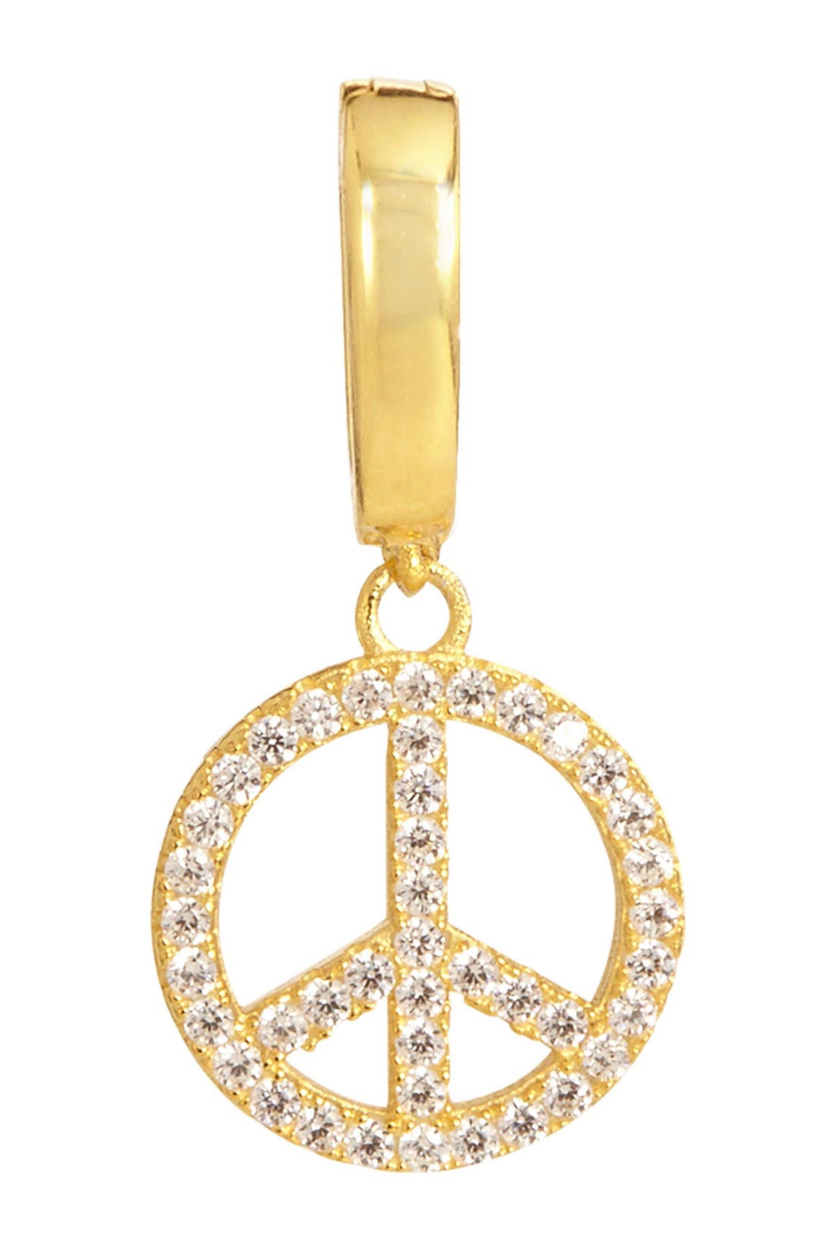 SAVVY CIE JEWELS 18K Yellow Gold Vermeil Pave CZ Peace Sign Charm ...