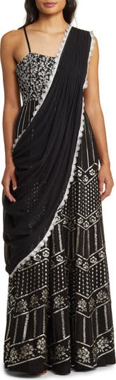 Sani Anjali Metallic Embroidered Anarkali with Dupatta | Nordstrom