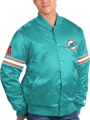 STARTER Men's Starter Aqua Miami Dolphins The Pick and Roll Full-Snap ...