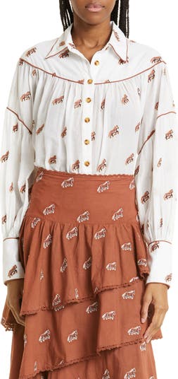 FARM Rio Horse Embroidered Cotton Button-Up Shirt | Nordstromrack