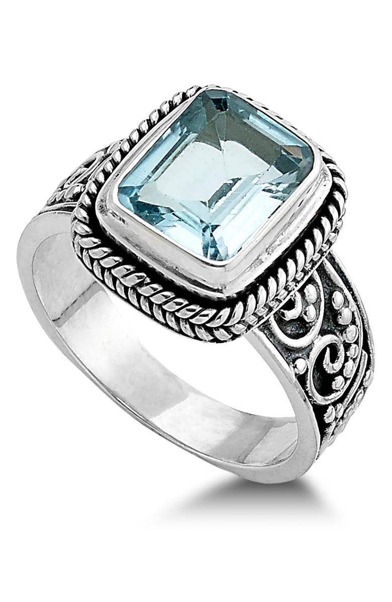 SAMUEL B. Sterling Silver Emerald Cut Blue Topaz Ring | Nordstromrack